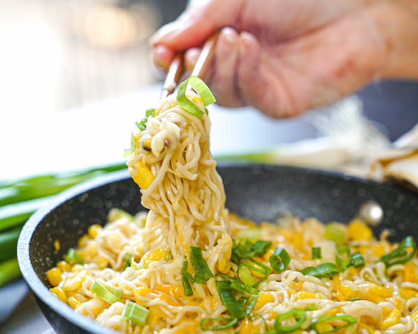 Vegan Corn Cheese Ramen Recipe - The Edgy Veg