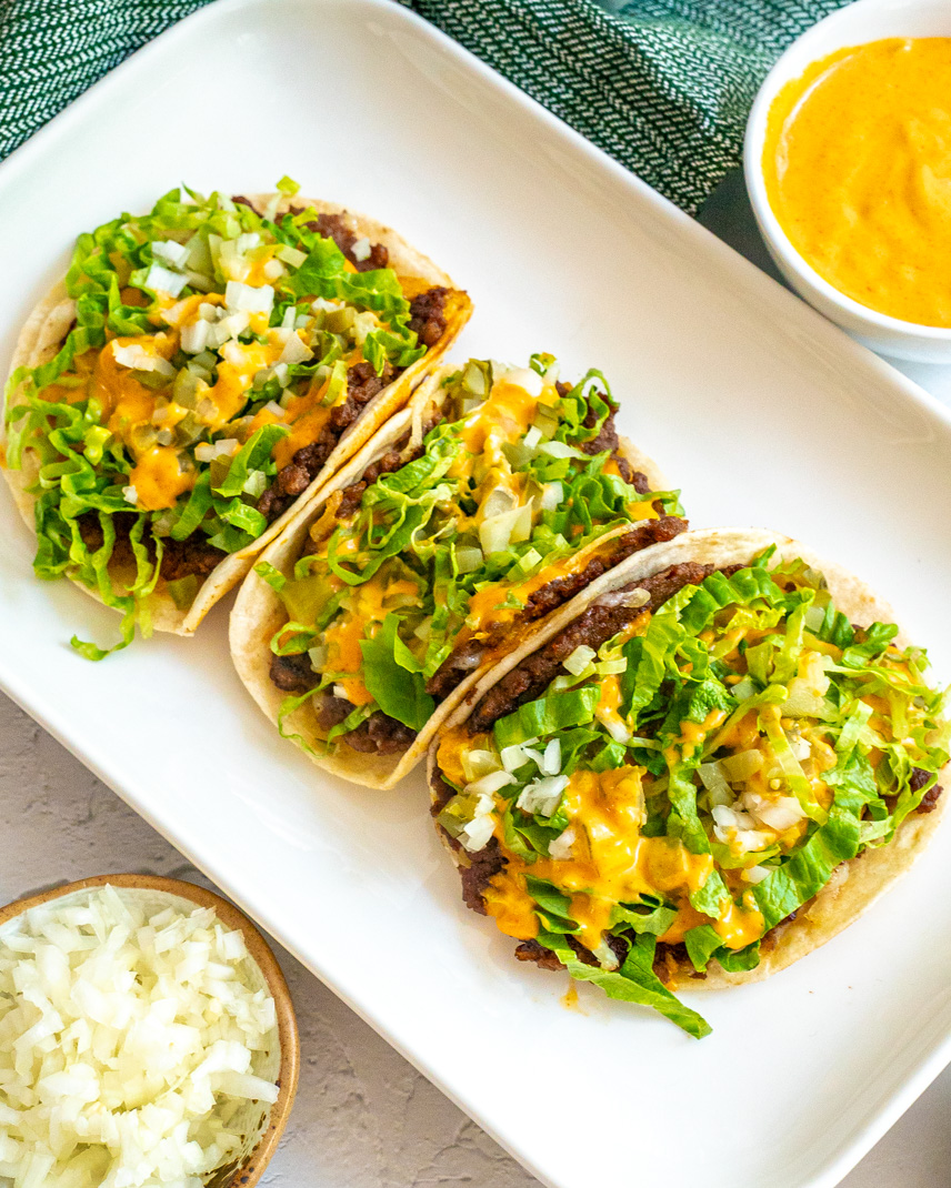 Vegan Big Mac Tacos - The Edgy Veg
